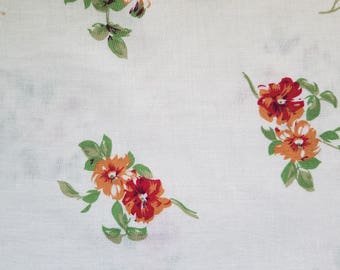 Orange floral fabric | Etsy