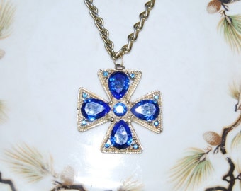 Blue cross necklace | Etsy