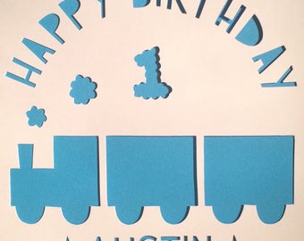Train Card Hand Cut Steam Train with Button Wheels Paper