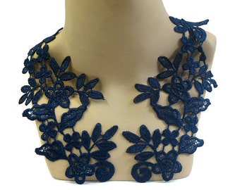 Navy blue lace trim | Etsy