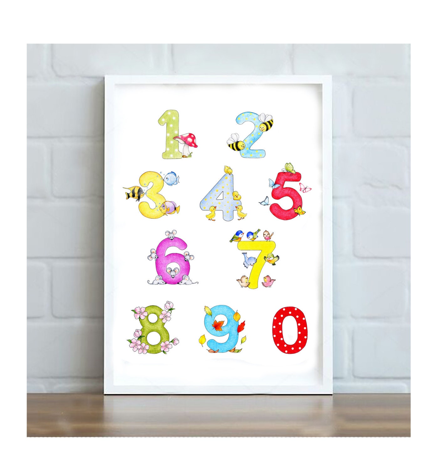 Numbers Print Nursery Decor Nursery Art Numbers Nursery
