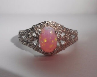 Pink fire opal ring | Etsy