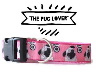 Pug dog collar | Etsy