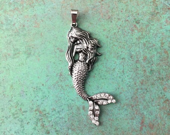Silver mermaid charm | Etsy