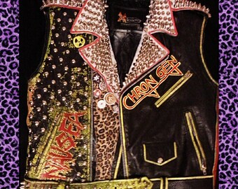 Punk leather jacket | Etsy