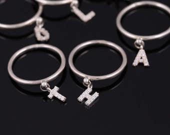tiny initial ring stacking initial ring small gold initial