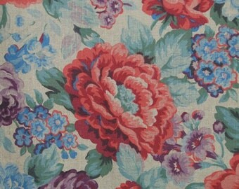 Cabbage rose fabric | Etsy