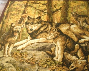 Wolf fabric panel | Etsy