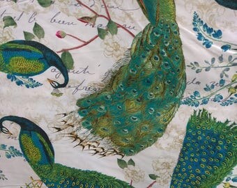 Peacock print fabric | Etsy