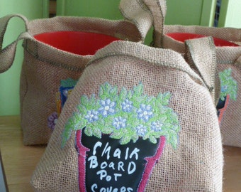 Burlap flower pot | Etsy