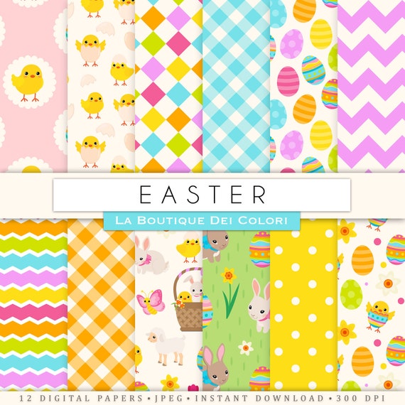 Easter Digital Paper Spring seamless patterns Scrapbook