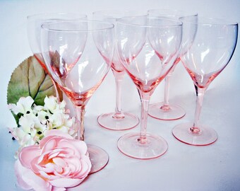 Pink stemware | Etsy