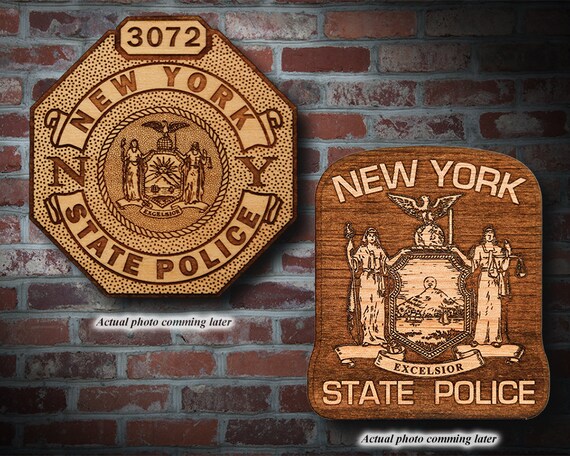 Personalized Wooden New York State Police Badge or Patch