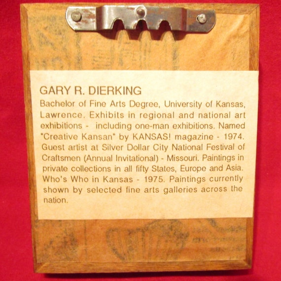 2 GARY R. DIERKING Tiny Miniature Wood Framed by SuesVintageBuys