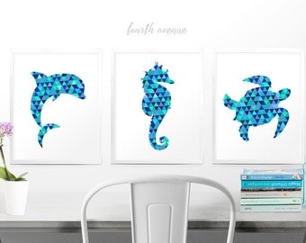 Geometric seahorse | Etsy