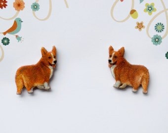 Corgi earrings | Etsy