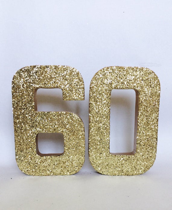 Silver Gold Glitter 60th Birthday 60 Anniversary Stand