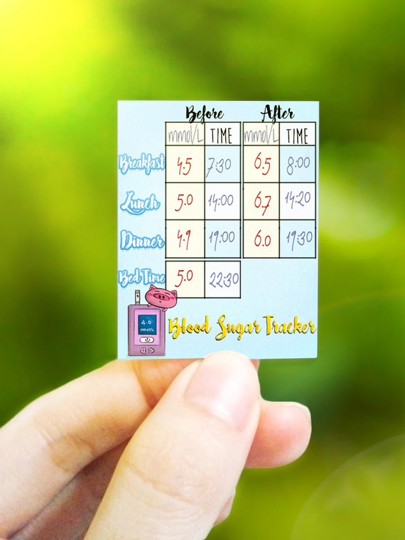 Printable Blood Sugar Tracker Diabetes Stickers Meal