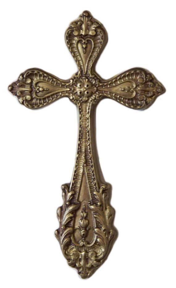 Items similar to Ornate Cross, Hand-painted Carved Wood Cross, Antique ...