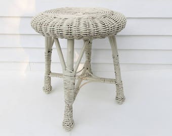 Vintage wicker stool | Etsy