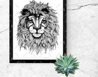 Zentangle lion | Etsy