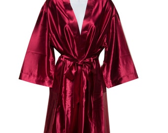 Burgundy silk robe | Etsy