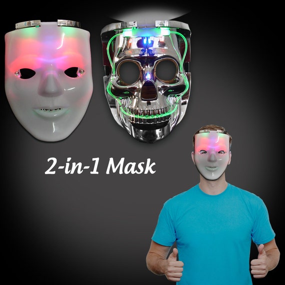 LED Rave Mask or Lighted Halloween Mask for costumes. TWO