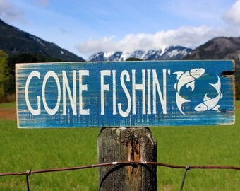 Gone fishing sign | Etsy