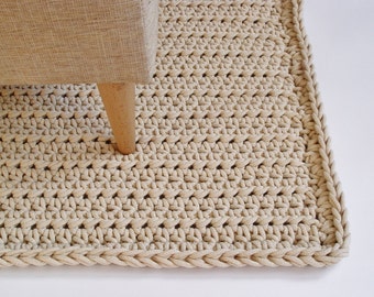 Ecri cotton cord rectangular rug crochet rug crochet
