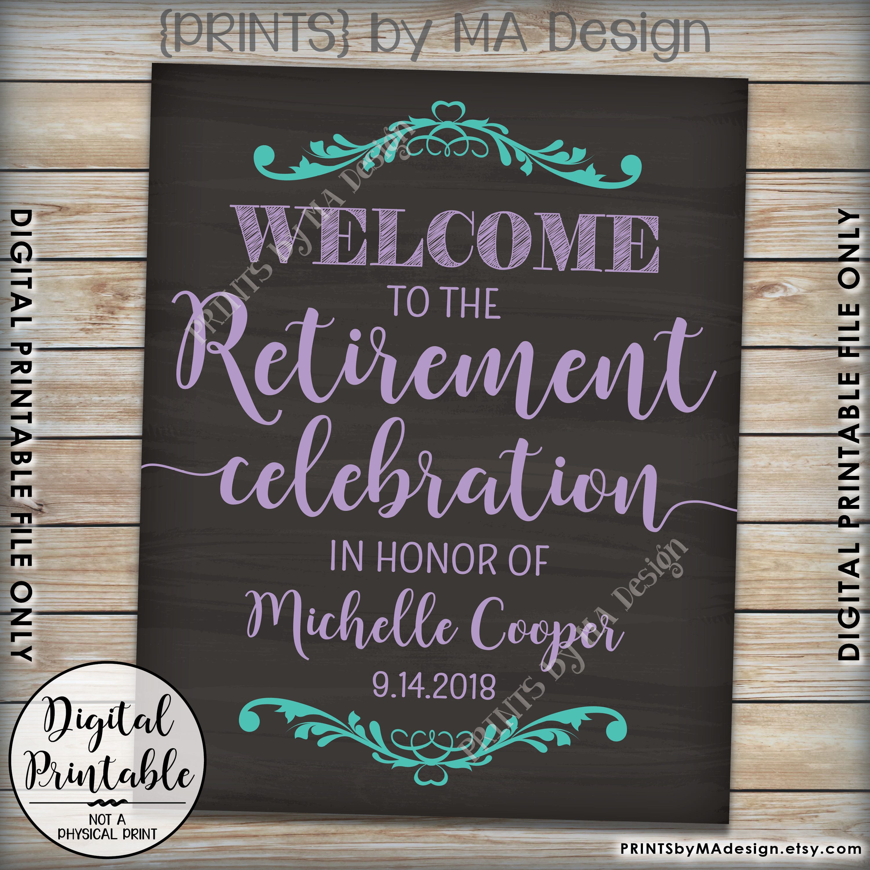 Retirement Party Sign Welcome to the Retirement Celebration Retirement ...