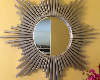 Wood sunburst mirror | Etsy