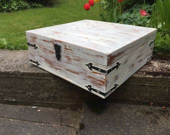 White distressed box | Etsy