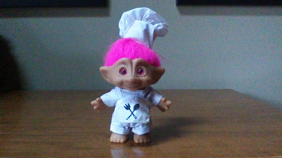 Vintage Ace Novelty Treasure Troll Doll Chef Troll Cook