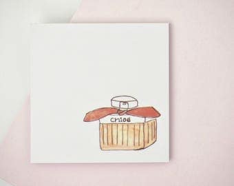 Chloé Eau de Perfume Drawing Print Pen and Ink with Watercolor