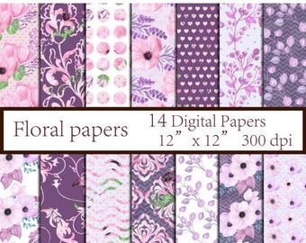 SALE50% Black Floral Digital Paper: FLORAL PAPERS by ChiliPapers