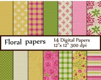 50%OFF Floral digital paper pack: FLORAL PAPERS by ChiliPapers