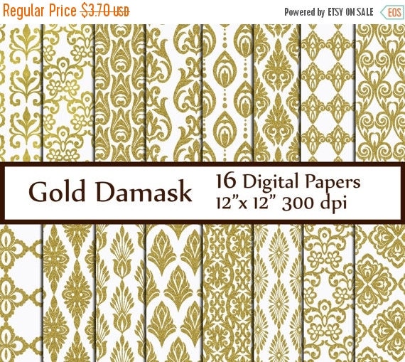 40%OFF Gold Damask Digital Paper: GOLD DIGITAL by ChiliPapers