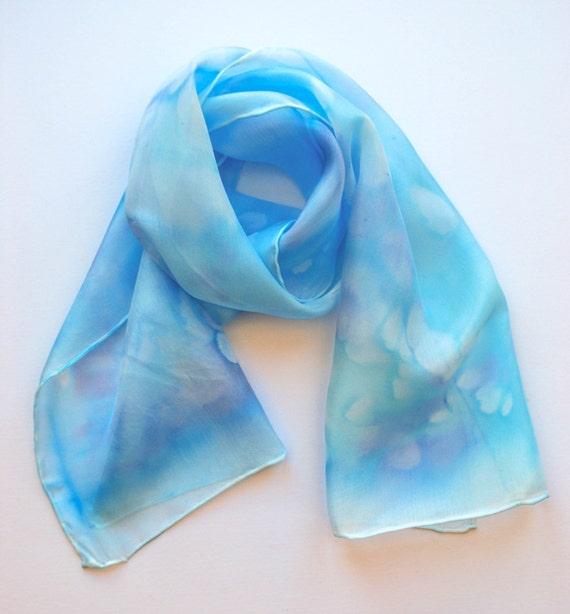 Light blue scarf silk scarves silk scarf blue by MokshaTextiles