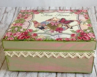 Decoupage tea box | Etsy