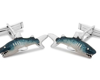 Sterling Silver Shark Cufflinks