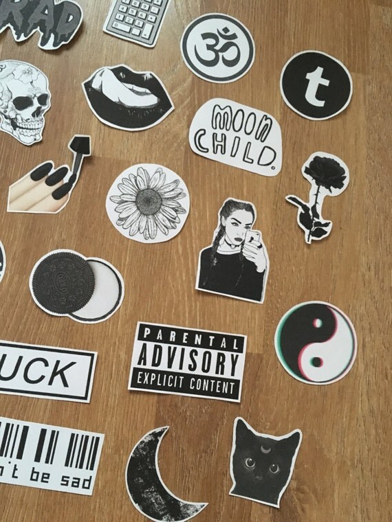 25 black stickers/tumblr/grunge from SparklingStuffStudio on Etsy Studio