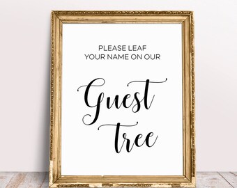 PRINTABLE Guest Tree Wedding sign Please sign our guestbook
