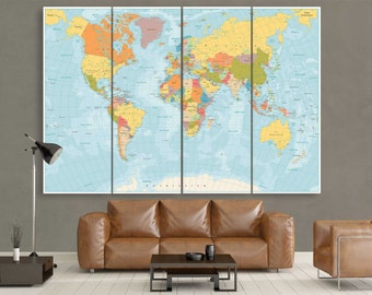 Colorful world map | Etsy