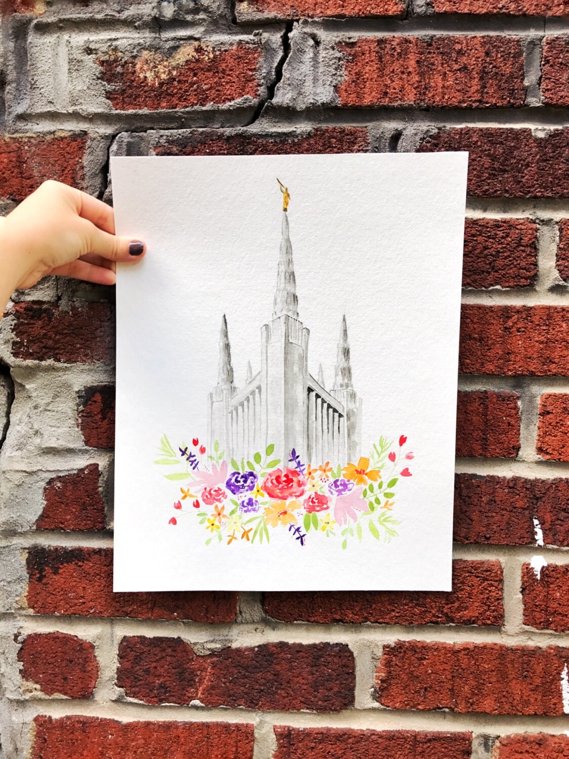 LDS Temple Watercolor Portland Portland Oregon Temple