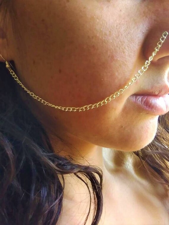 Nose to ear chain Nose chain Indian nose chain Bohemian
