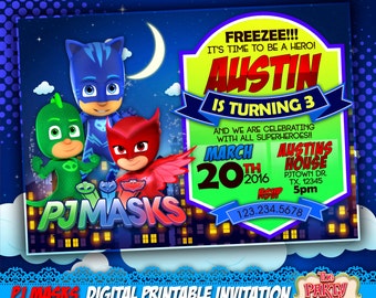 Pj masks invitation | Etsy