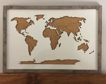 Wood world map | Etsy