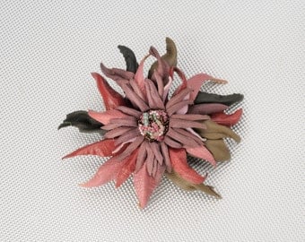 Leather brooch | Etsy