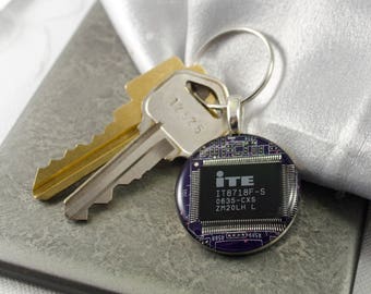 Circuit Board Keychain CHOOSE COLOR Computer Key Fob Geek