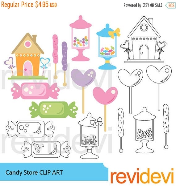 45% OFF SALE Candy store clipart candyland clip art by revidevi